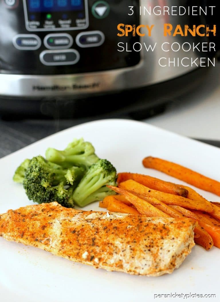 Three Ingredient Spicy Ranch Slow Cooker Chicken