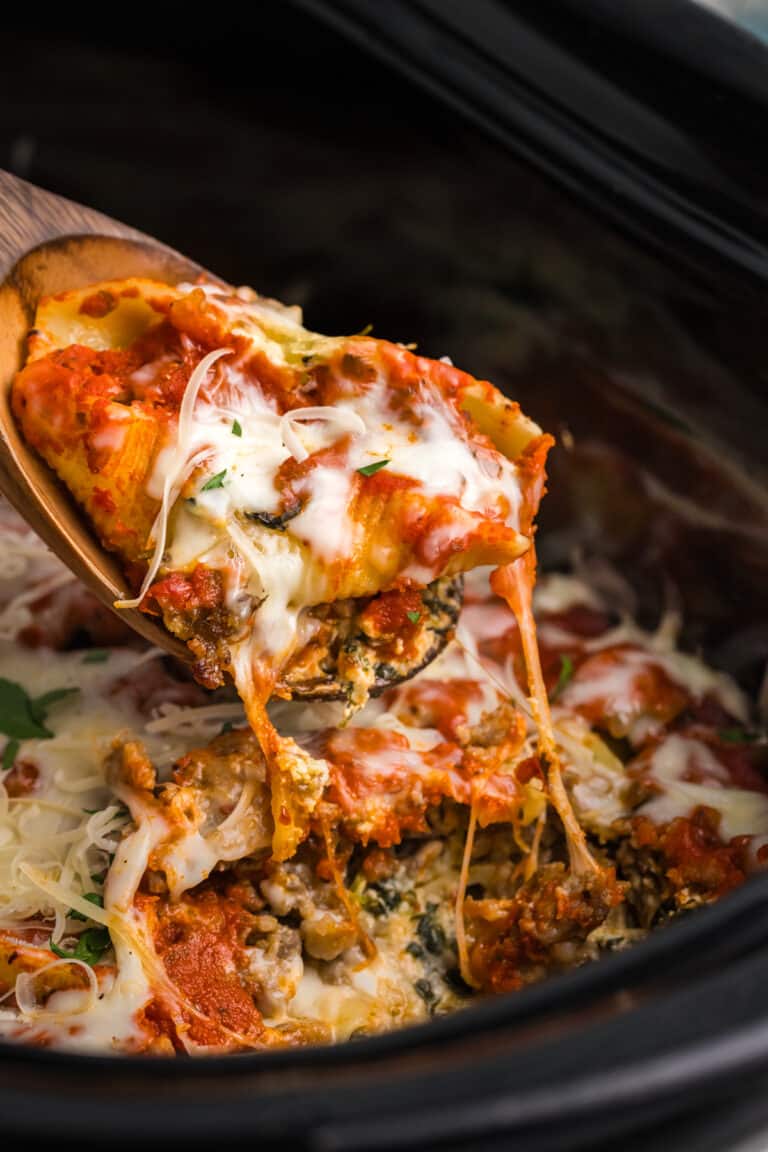 Slow Cooker Stuffed Shells with Sausage and Spinach