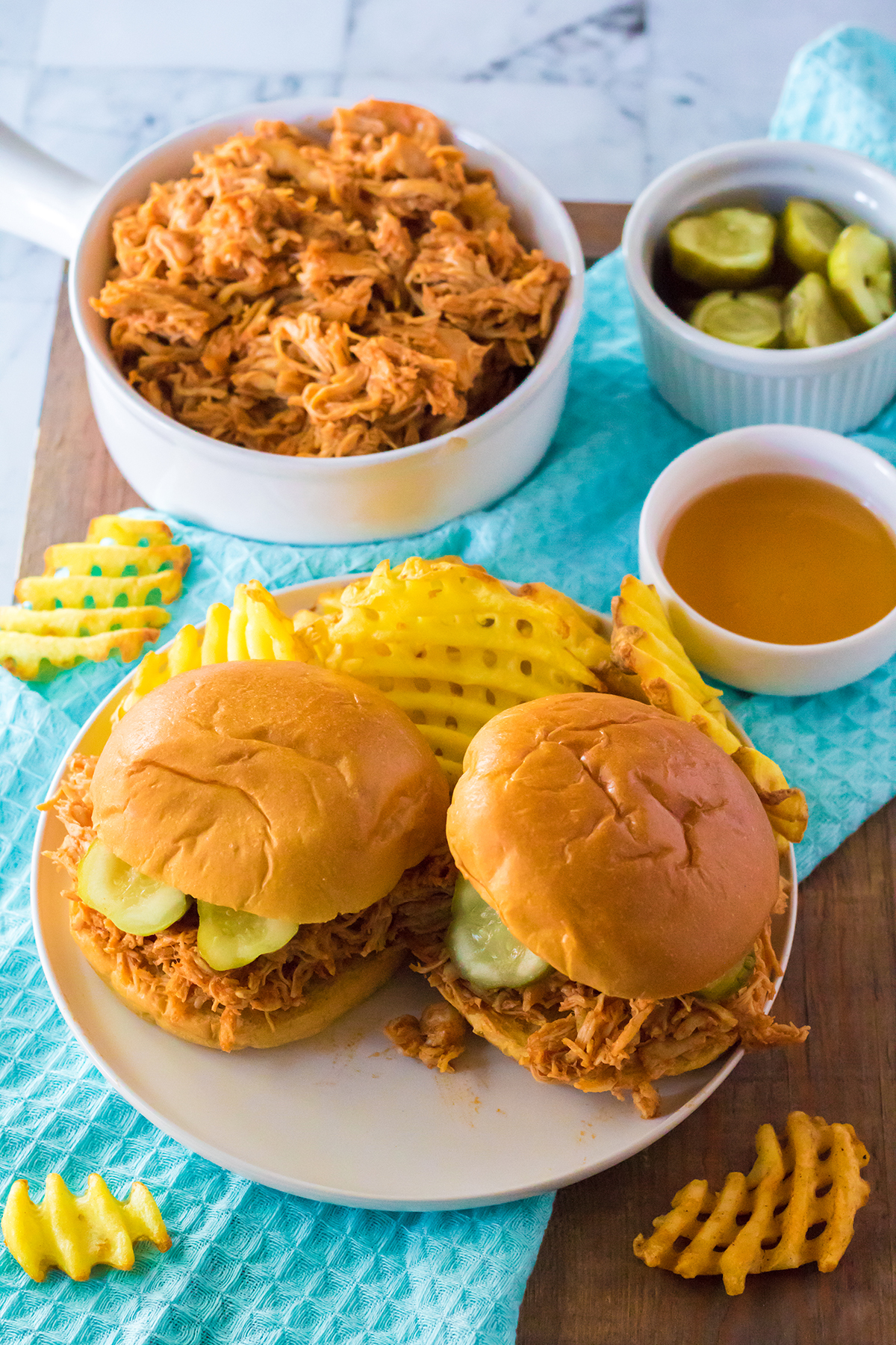 Slow Cooker Hot Honey Chicken Sandwiches