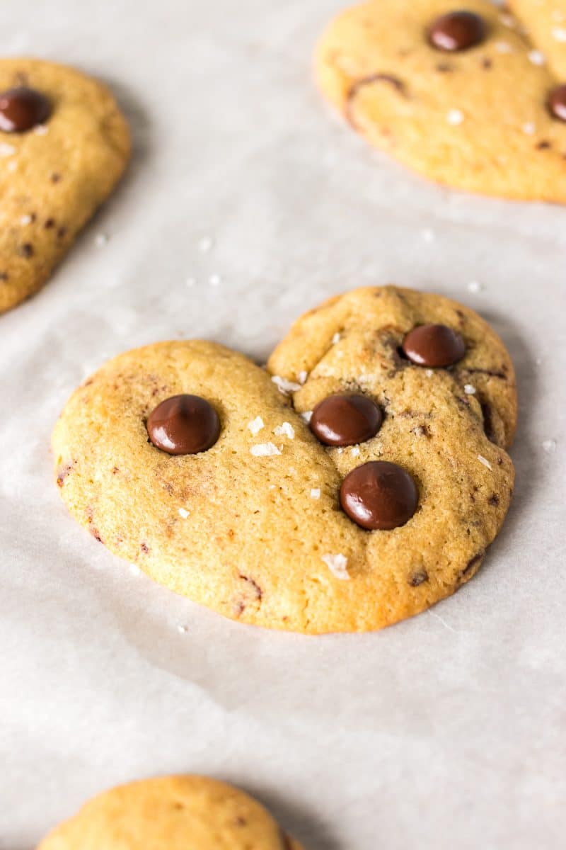 Easy Heart Shaped Chocolate Chip Cookies