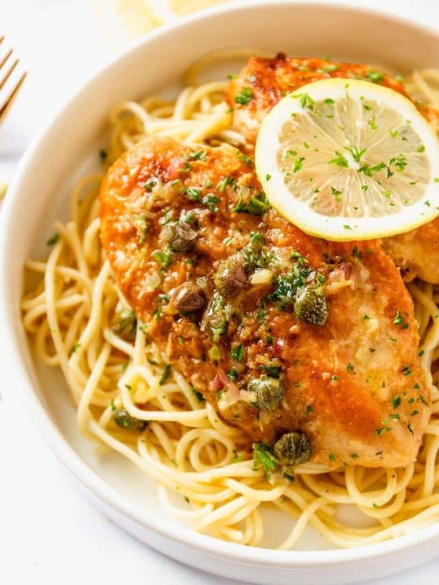 Family Favourite Chicken Piccata Pasta » Persnickety Plates