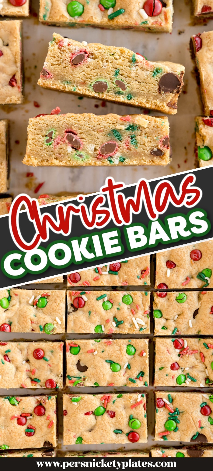 M&M Christmas Cookie Bars