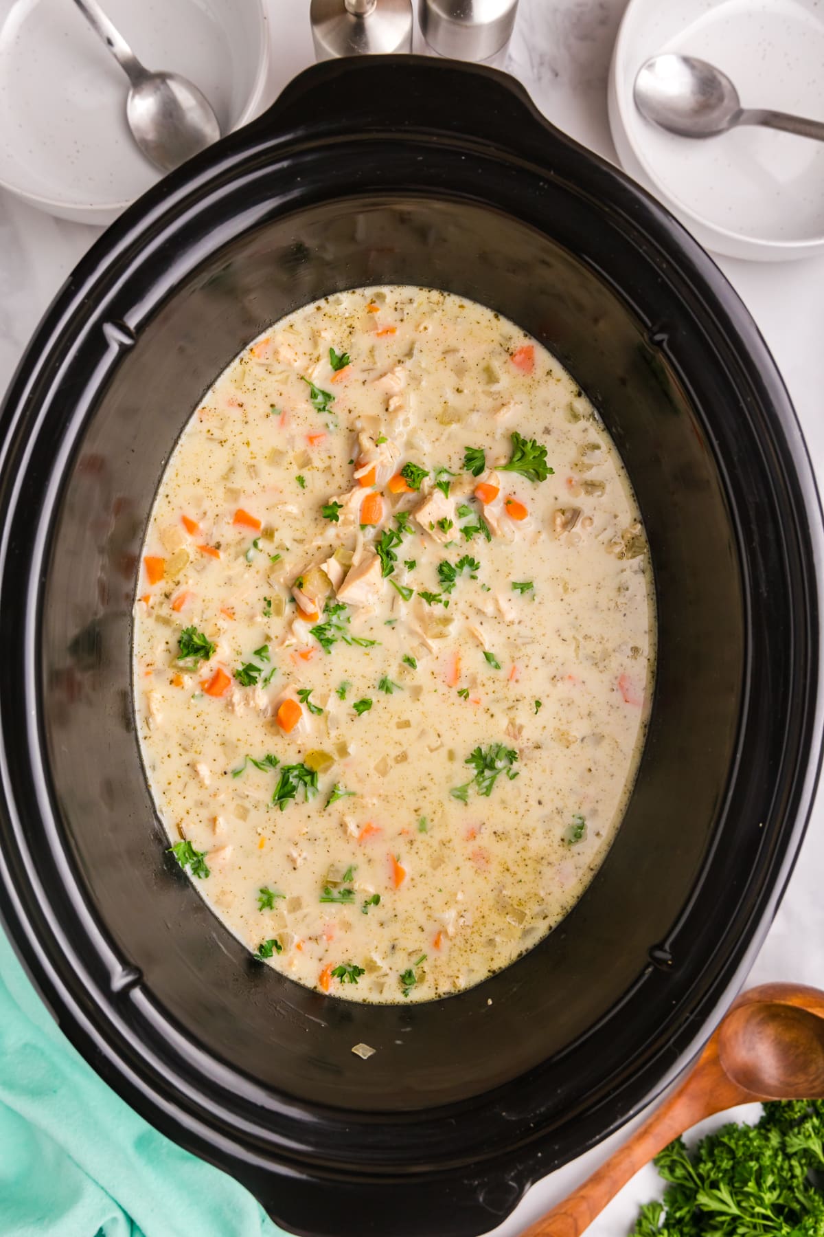 Leftover Turkey Wild Rice Soup - creamy slow cooker recipe
